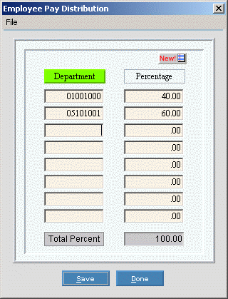 Employee Master Maintenance - Employee Pay Distribution Area